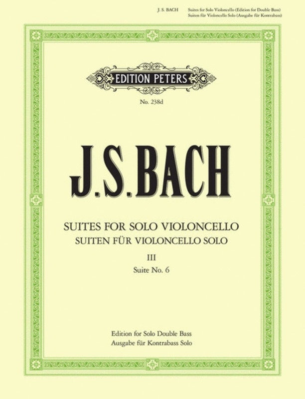 Bach - Cello Suite No 3 Arr For Double Bass – Music2u.com.au