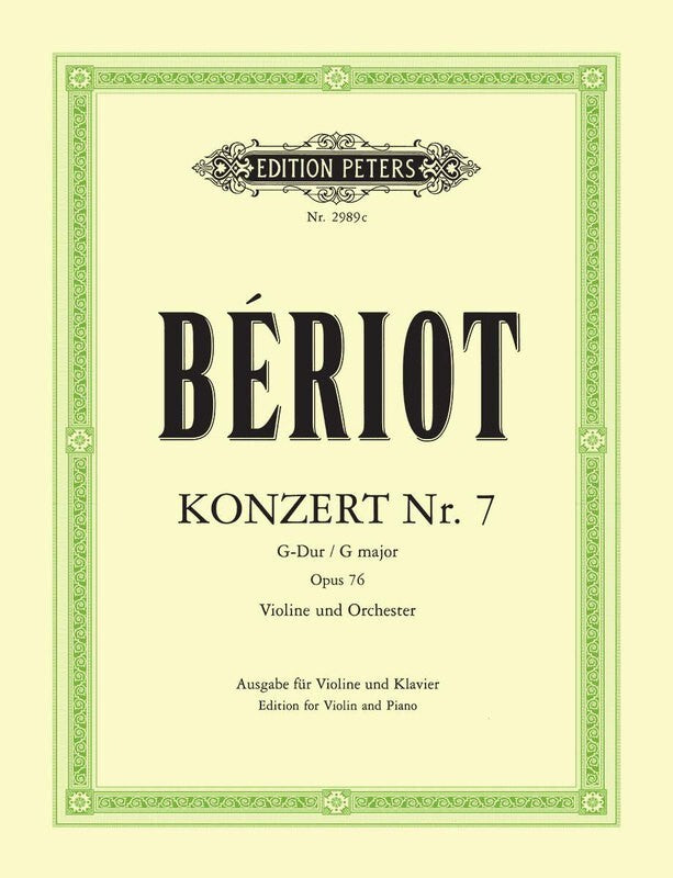 Beriot - Concerto No 7 G Op 76 Violin/Piano – Music2u.com.au