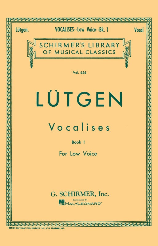 Lutgen - Vocalises Volume 1 Low Voice – Music2u.com.au