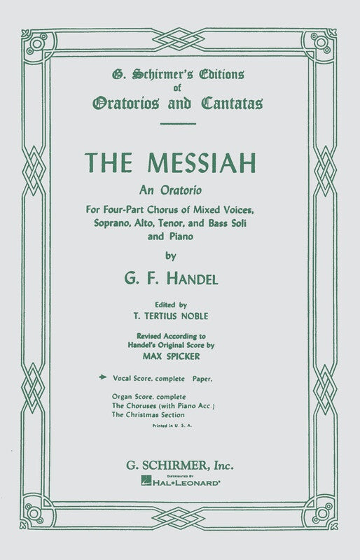 Handel - Messiah Vocal Score English Book – Music2u.com.au