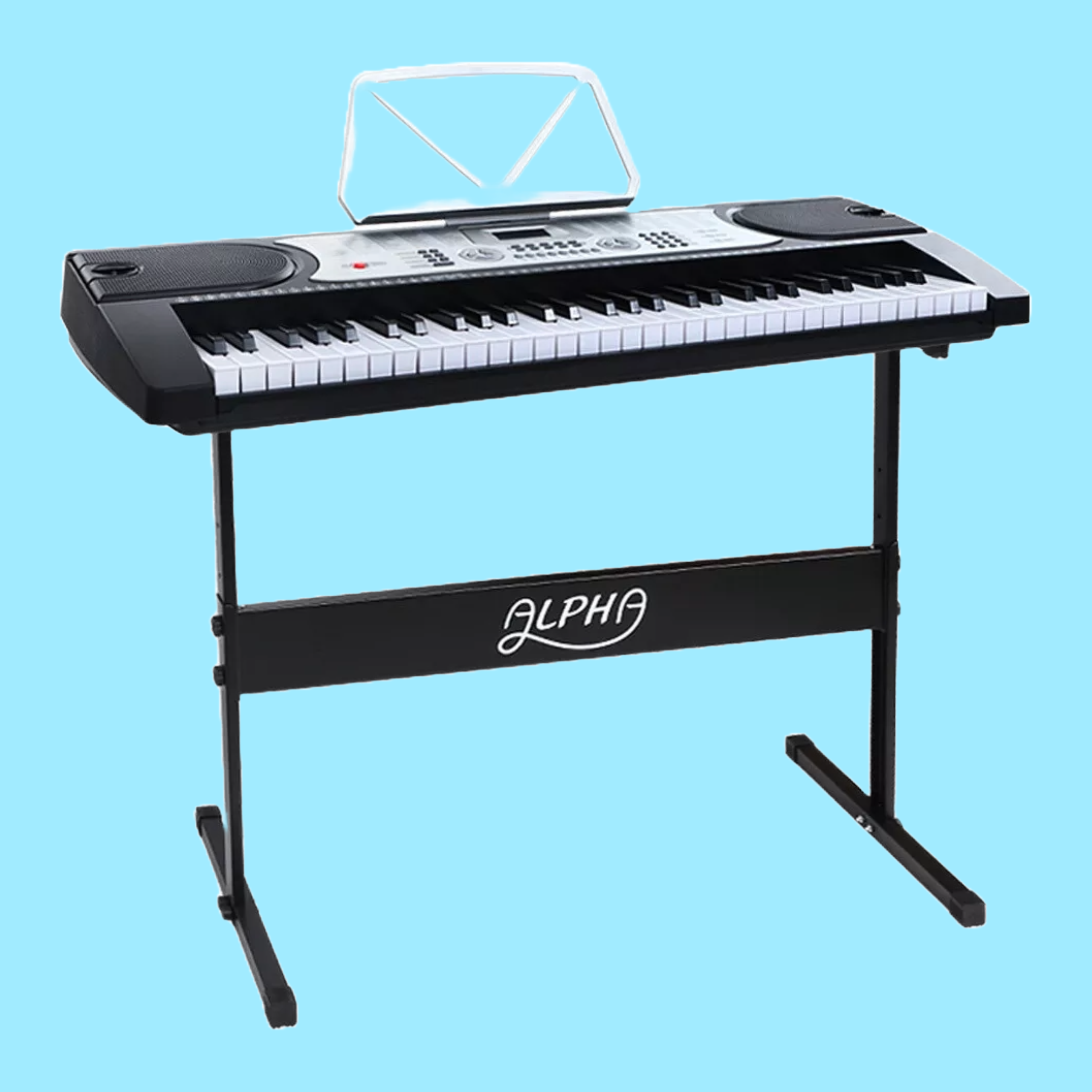 Alpha 61 Keys Silver Electronic Piano Keyboard with LED Screen with Mu ...