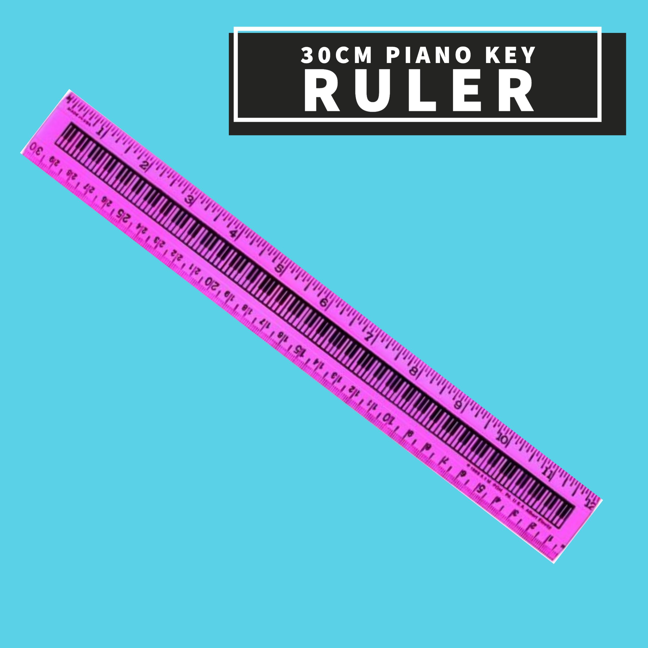 Piano Keys 30cm Pink Ruler – Music2u.com.au