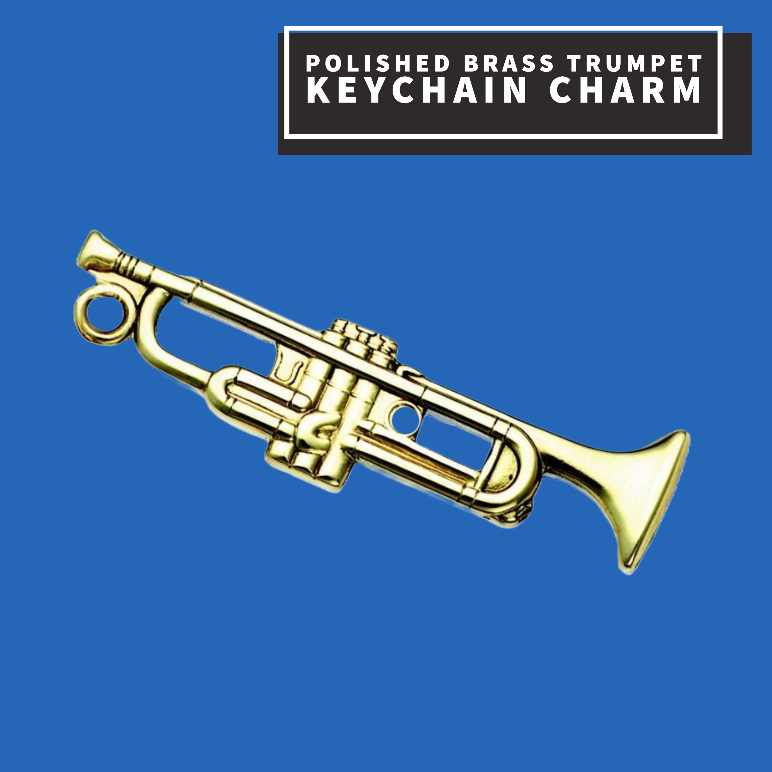 Polished Brass Trumpet Keychain Charm – Music2u.com.au