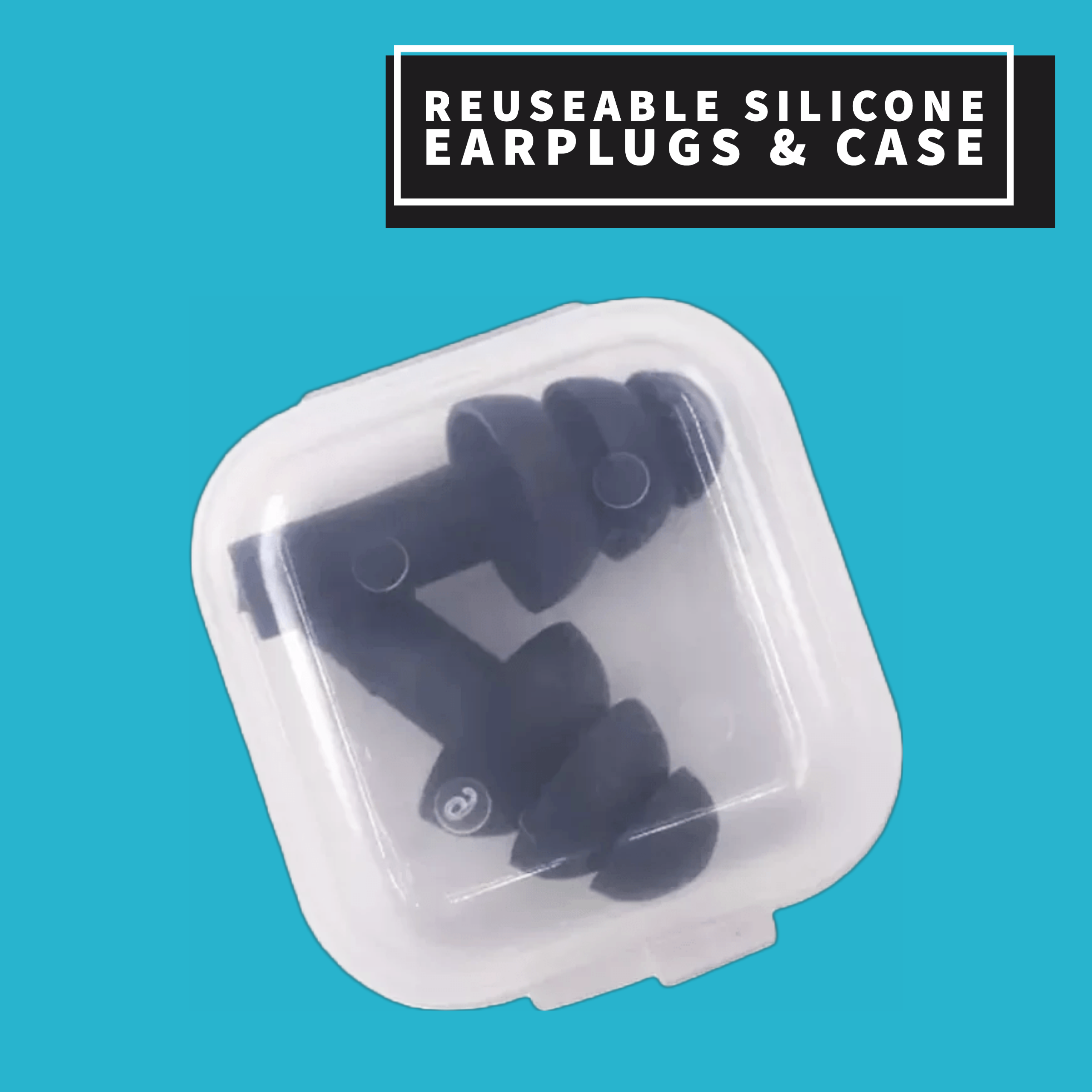 Reusable Black Silicone Earplugs With Protective Hard Case (3 Sets ...