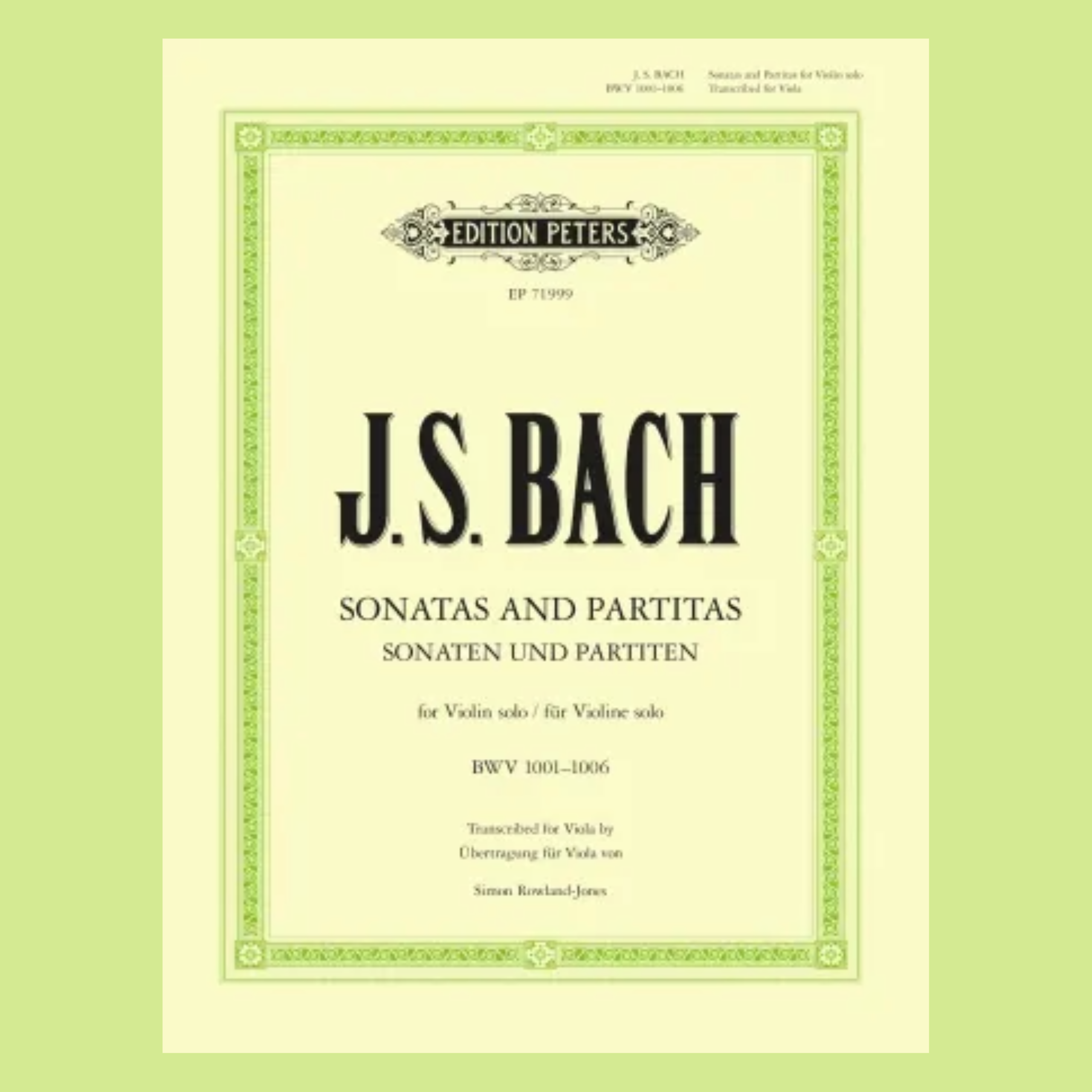 J.S Bach - Sonatas and Partitas for Viola Solo BWV 1001-1006 Book ...