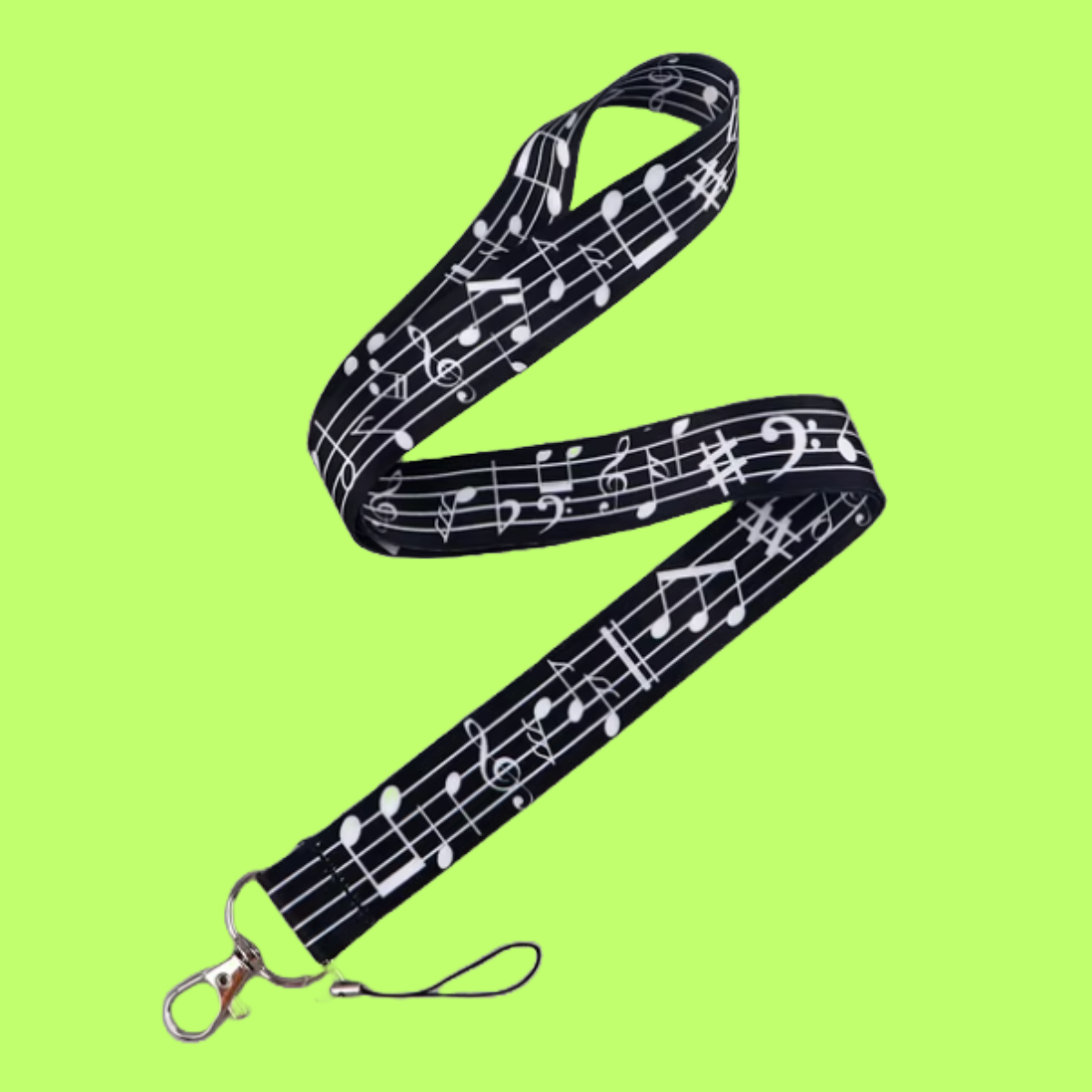 Music Notes on Staff Black and White Lanyard - Black (45cm) – Music2u ...