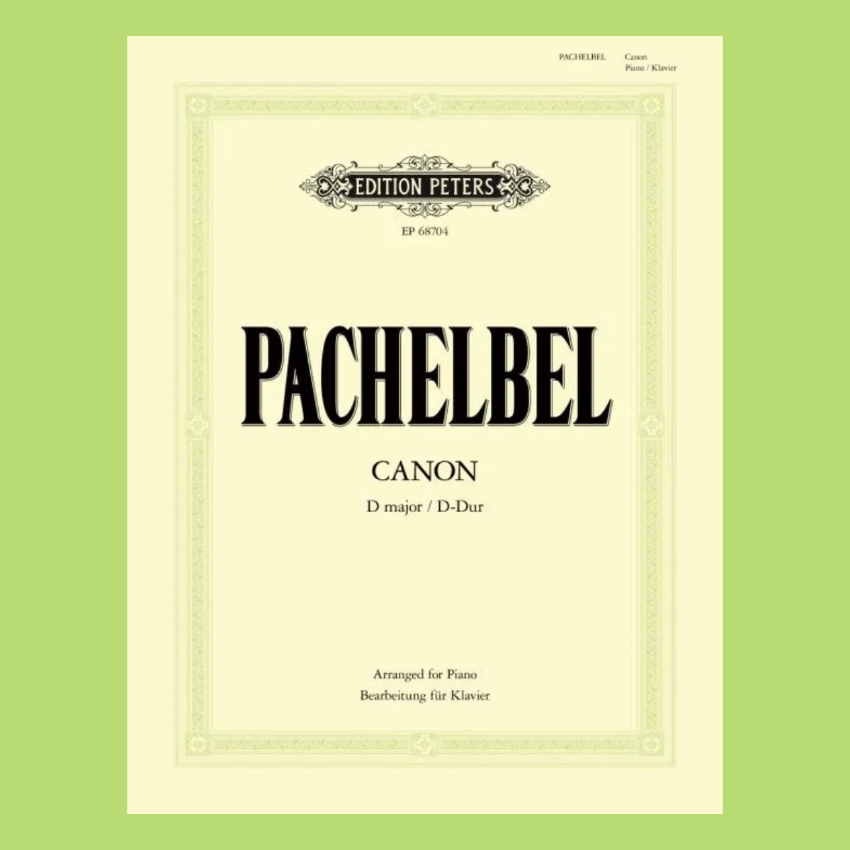 Pachelbel - Canon In D Arranged For Piano Solo Sheet Music – Music2u.com.au