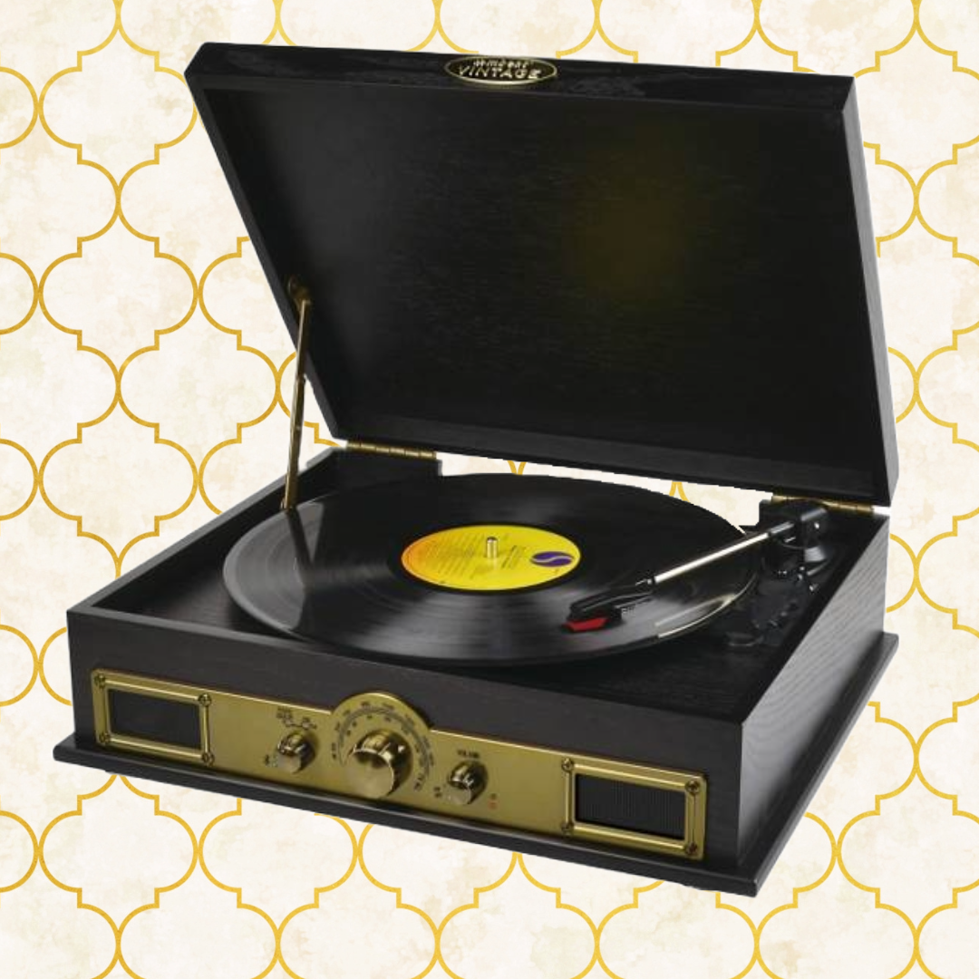 MBeat Vintage Wooden Design Turntable with Bluetooth Speaker and AM/FM ...