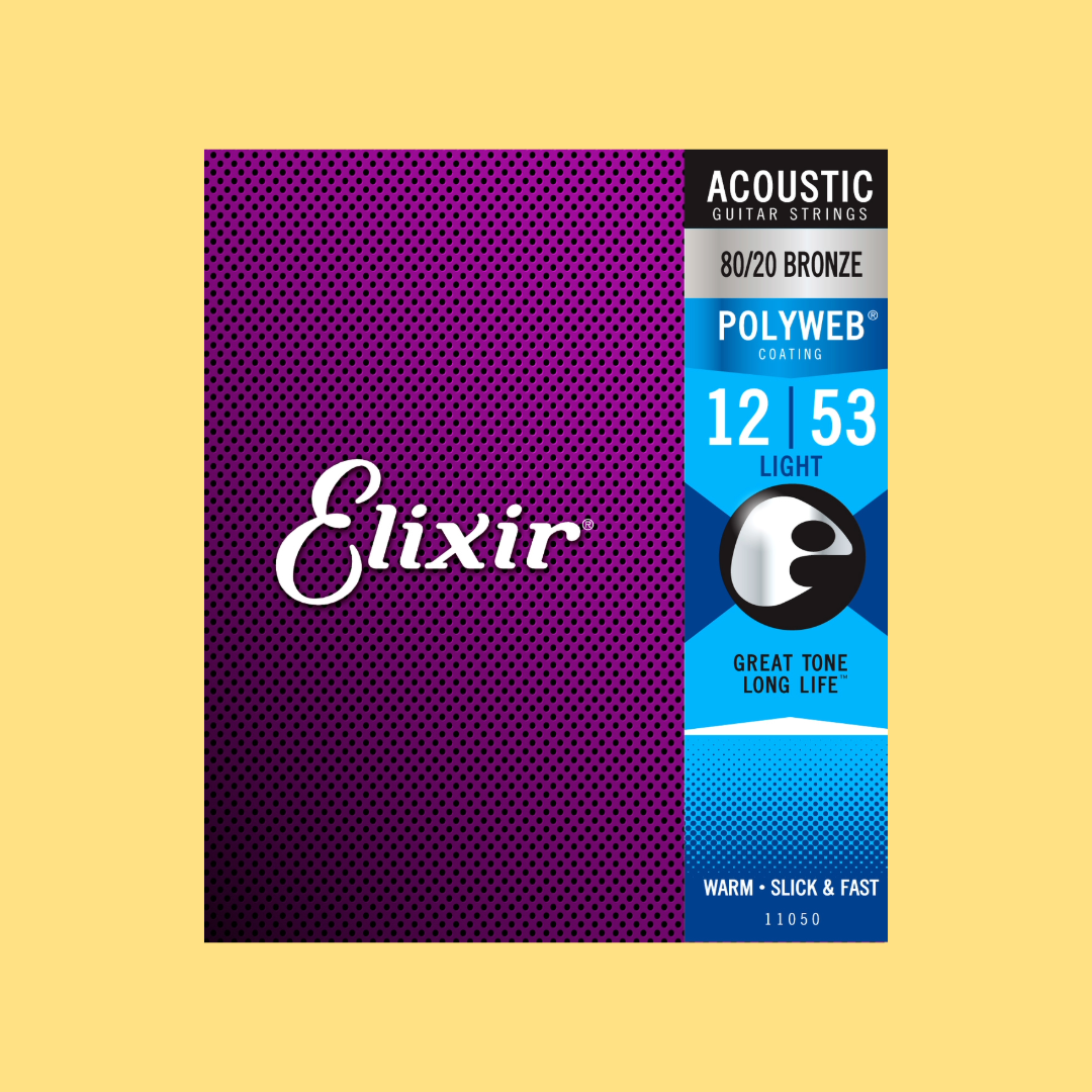 Elixir 11050 Acoustic Guitar Polyweb 80/20 Bronze Light String Set 12 ...