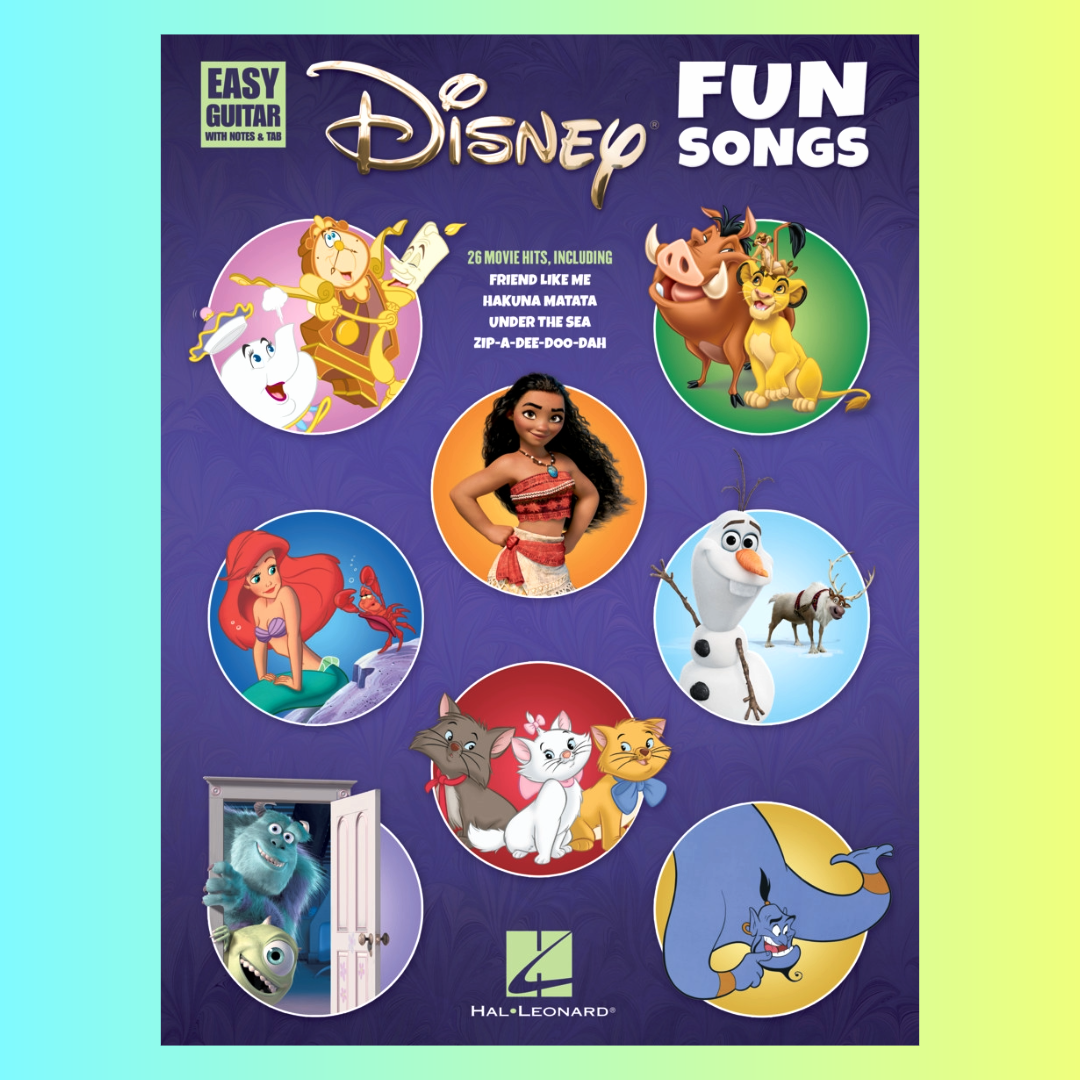 Disney Fun Songs For Easy Guitar Notes & Tab Book (26 Movie Hits ...